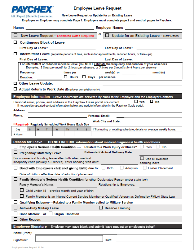 Leave Process: Pre-Filled Forms and Requests – Atticus Franchise Group